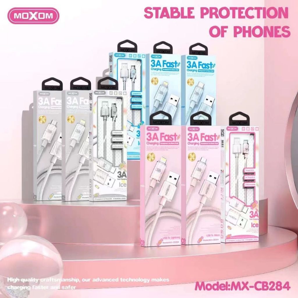 Moxom MX-CB284 Transparent ice block shell 3A / 1000mm MICRO TYPE-C ...
