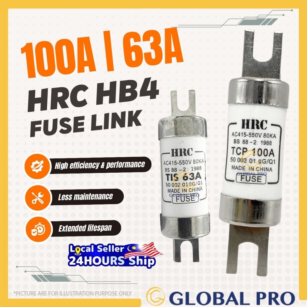 HRC HB4 Fuse 63A/100A Ceramic Fuse Link Fius T1S TCP Cut Out Fuse Relay ...