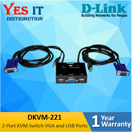 D-Link KVM-221 2 Port KVM Switch with VGA and USB (DKVM-221) / DKVM-4U ...