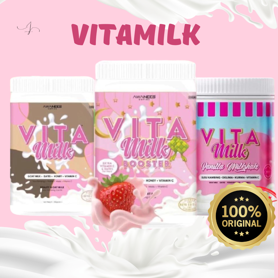 VITAMILK BOOSTER ORIGINAL HQ 100% / VITAMILK STRAWBERRY CHOCOLATE VANILLA | Shopee Malaysia