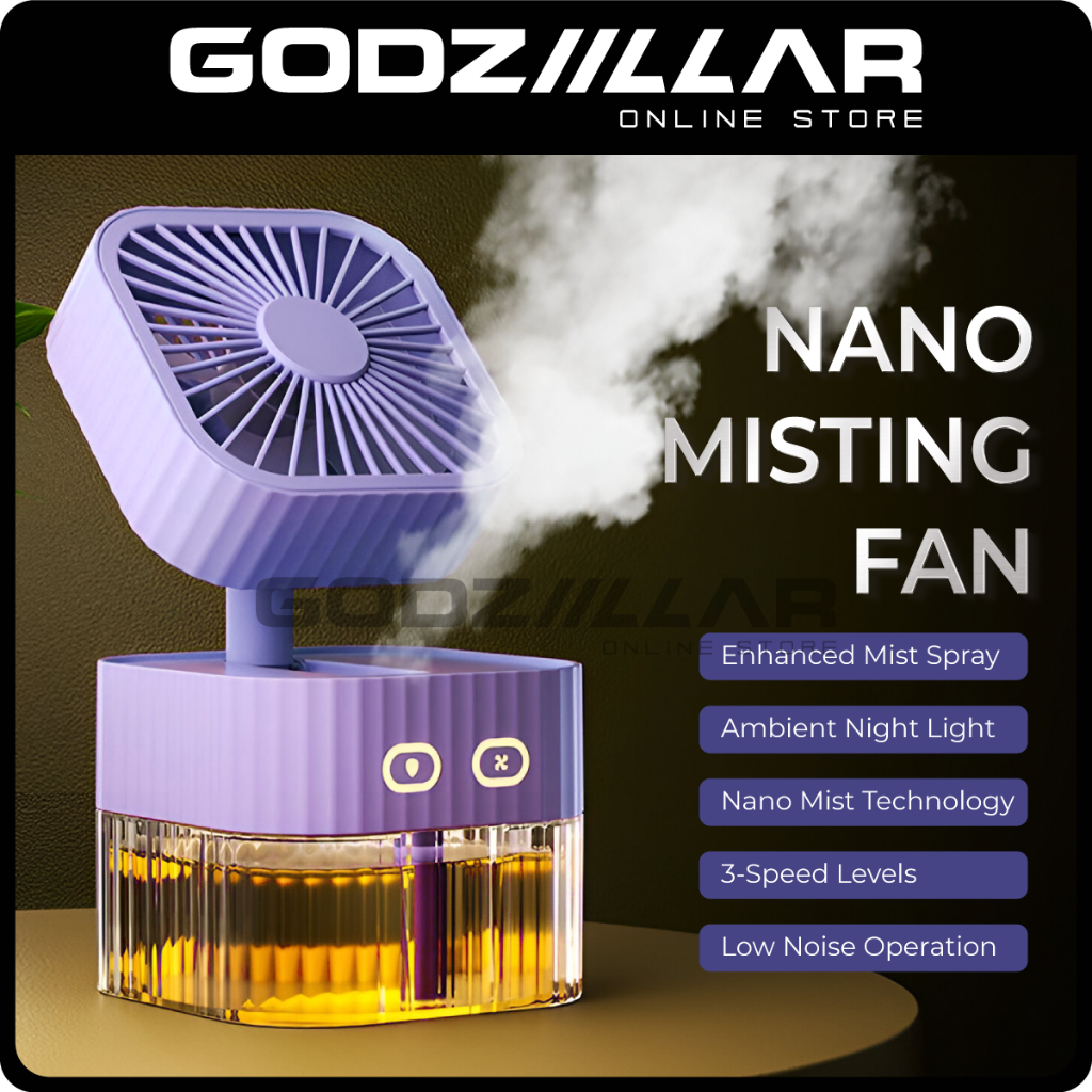 (3in1) Mini Air Cooler Desk Fan USB Rechargeable Nano Mist Spray ...