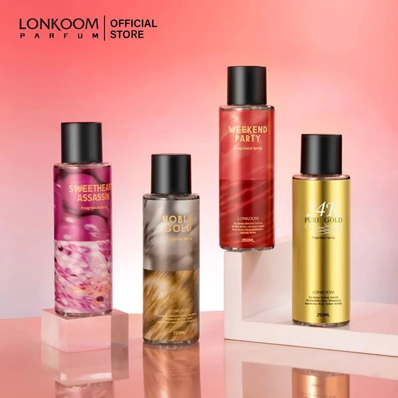 LONKOOM Bath and Body Mist Fragrance Perfume Spray Sweetheart/24K Gold ...