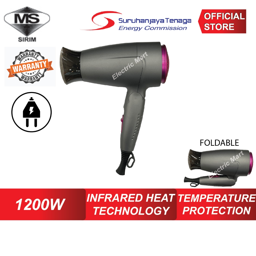 2Pin Plug 1200W Professional Strong Wind Low Noise Hair Dryer Barber ...