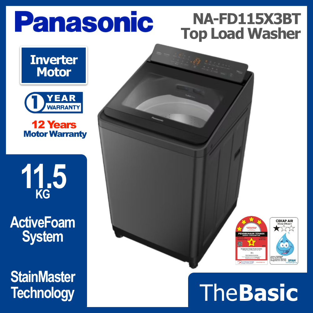 PANASONIC 11.5KG TD Inverter Washing Machine Top Load Washer Mesin ...