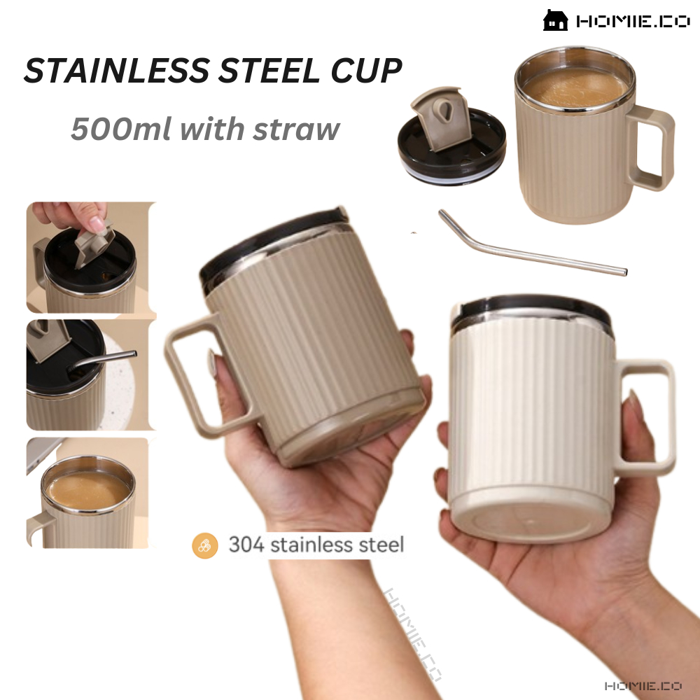 304 Stainless Steel Cup Cawan Cute Tumbler Thermos Mug Bottle Coffee ...