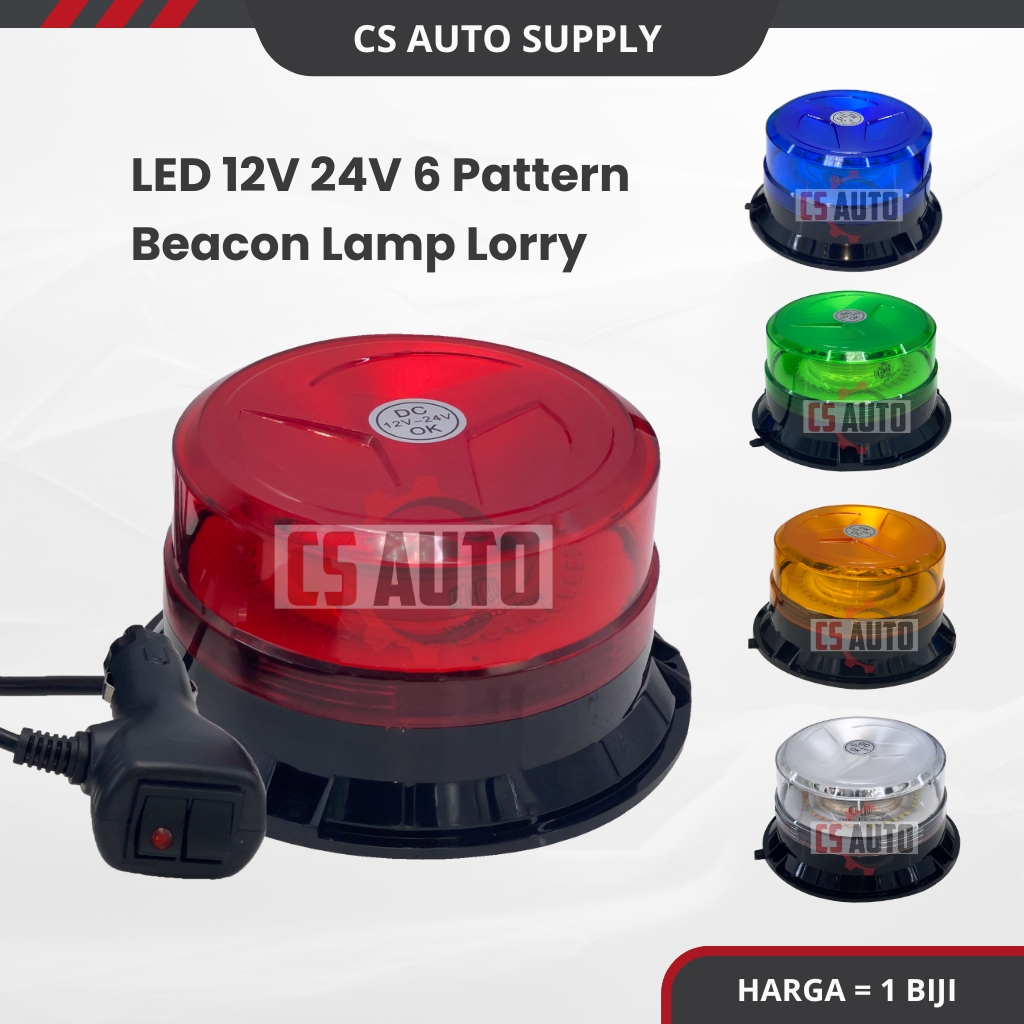 LED 12V 24V Beacon Lamp Lampu Ascort Bumbung Emergency Lori Trailer Van ...