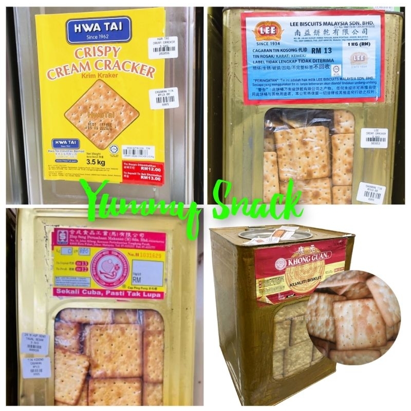 [Tin Biscuit] 3.03-3.5kg Cream Cracker Tawar Besar Hup Seng Lee ...