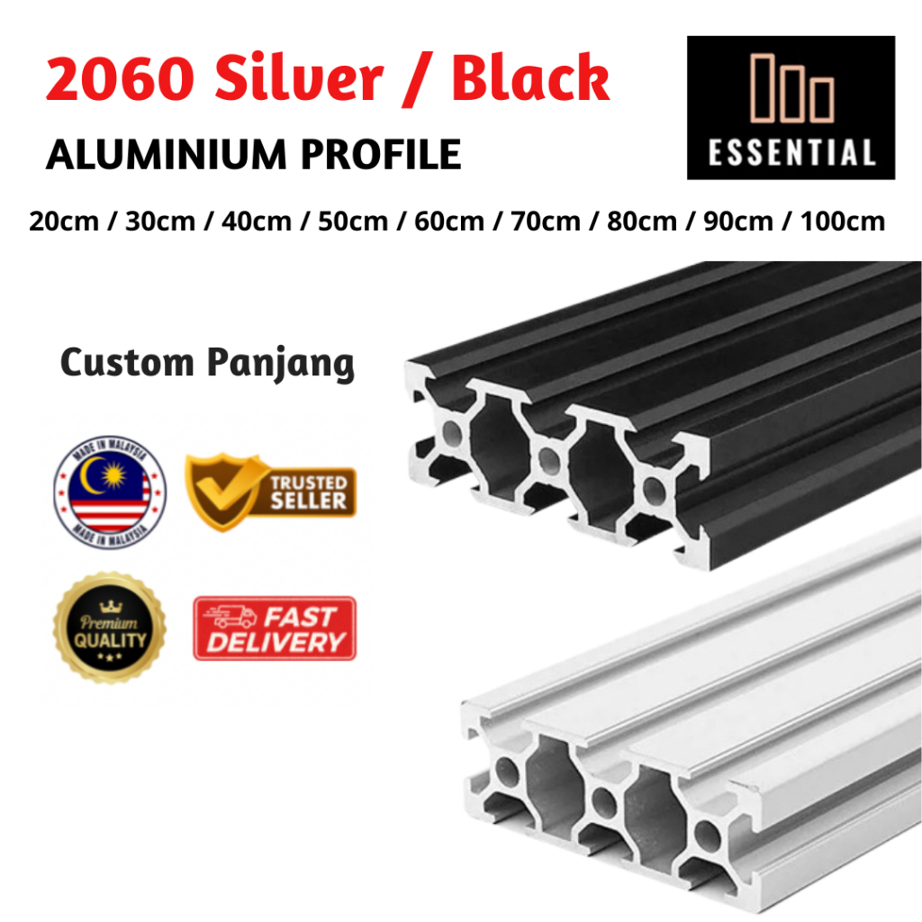 2060 Aluminium Profile size 20x60 20cm/40cm/60cm/80cm/100cm for ...