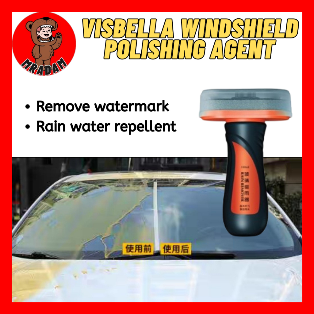 VISBELLA Windshield Polishing Agent (100ml) - Rain Water repellent watermark remover windshield ...