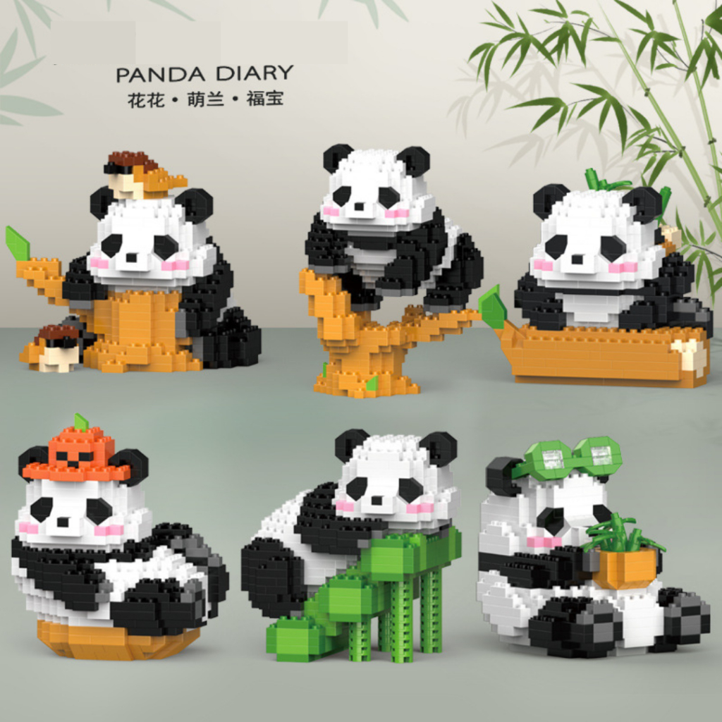 Panda Cartoon Building Blocks Lele Brother Mard Cute Assemble Toys for ...