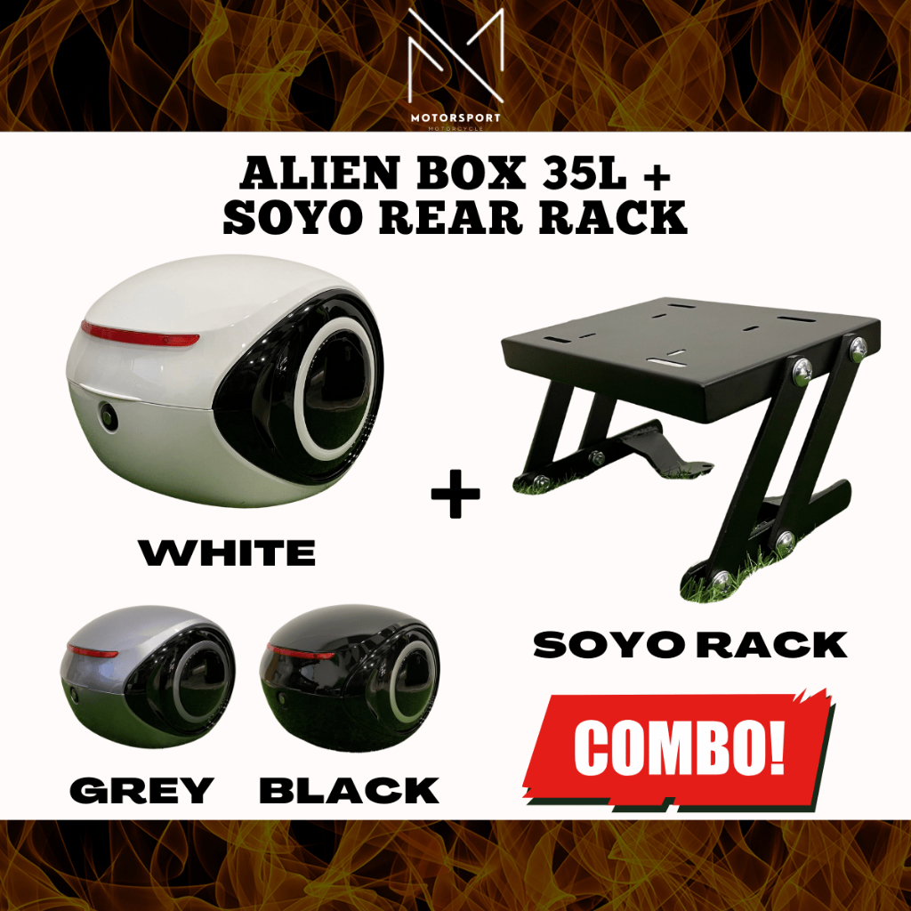 SOYA Rack Motorcycle Box Motorsikal Rek With Alien Box 35L ABS Box ...
