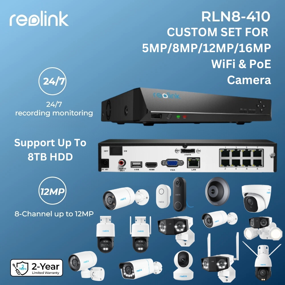 Reolink 8ch PoE NVR Camera System Bullet Outdoor HD Video Surveillance ...