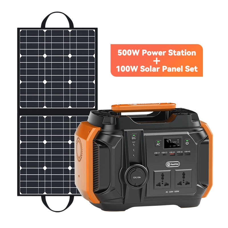 FlashFish A501 Portable Solar Generator Set Power Station with Solar Panel (500W/540Wh) | Shopee ...