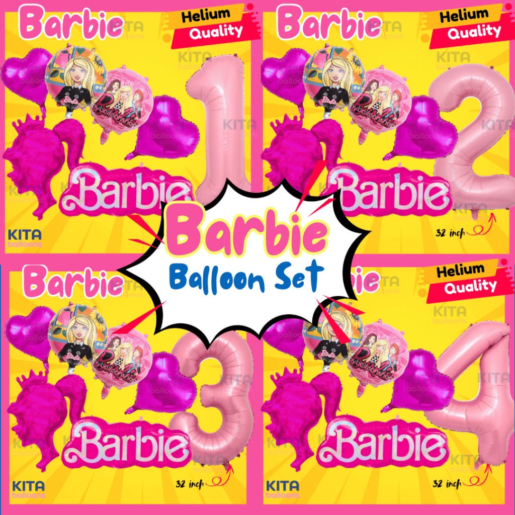Barbie Balloon Set Birthday Party Theme Belon Foil (1-9) Number ...
