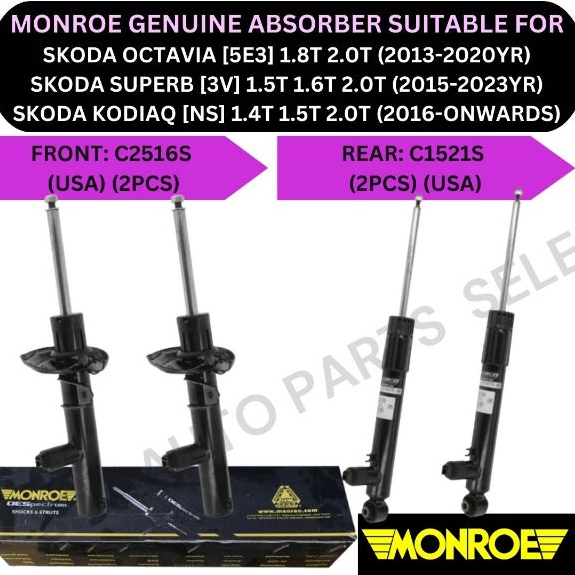 MONROE GENUINE ABSORBER (W.DCC) (FRONT, REAR) FOR SKODA OCTAVIA [5E3 ...
