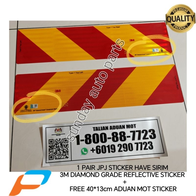 JPJ and Puspakom Approved 3M Diamond Grade Reflective Sticker With ...