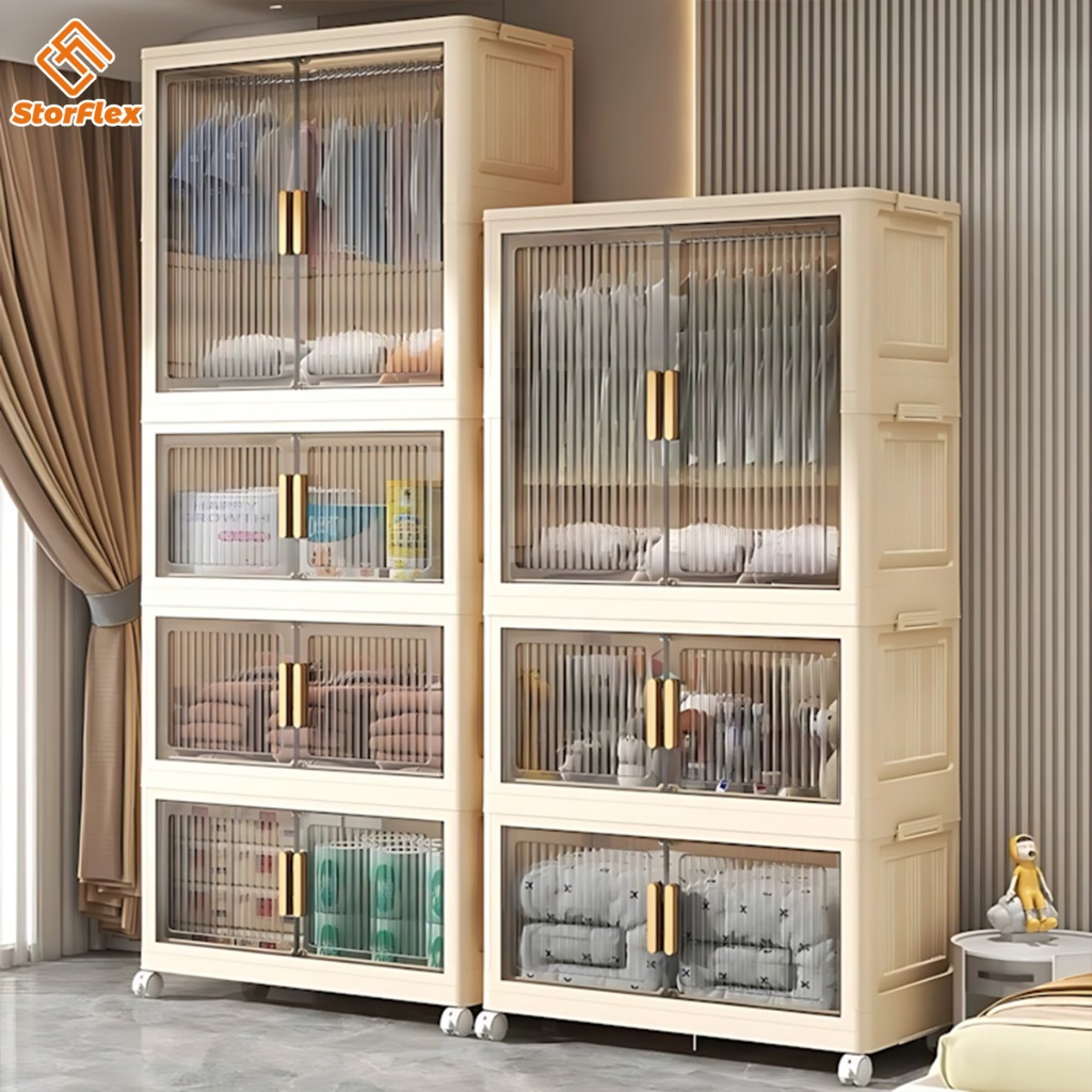 L70cm Double Open Doors Cabinet Wardrobe Storage Multipurpose Folding ...