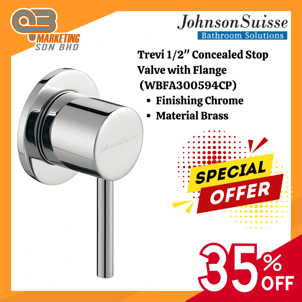 Johnson Suisse Trevi 1/2" Concealed Stop Valve with Flange ...