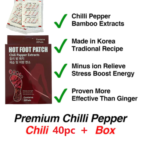 Hot Foot Patch PAPPER Chili Extracts Korea Foot Patch Detox Herbal Foot ...
