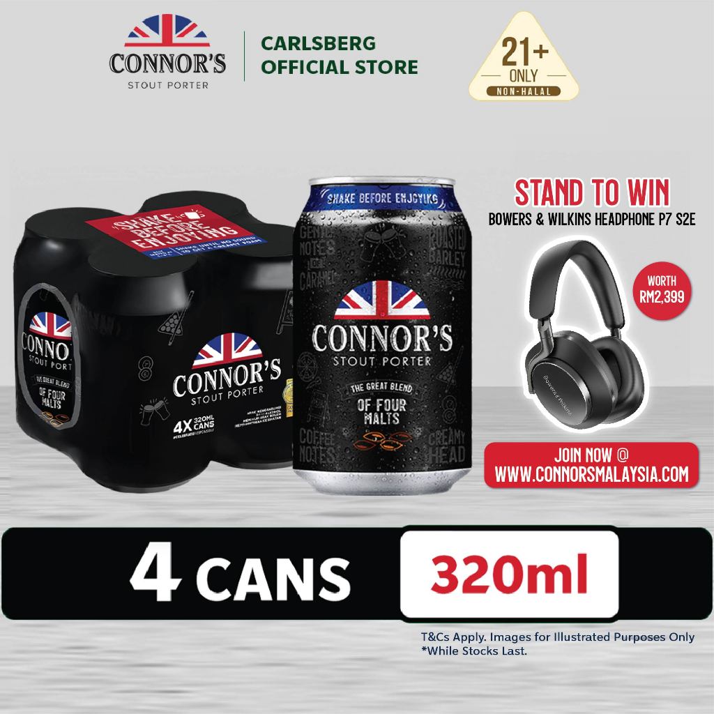 Connor's Stout Porter Can Premium Stout Beer 5.0% Alcohol (320ml x 4 ...