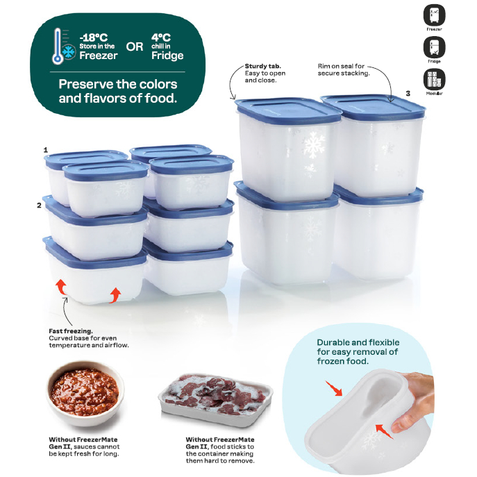 Tupperware Chill-Freez FREEZERMATE GEN II FM 170ML 450ML 1.1L | Shopee ...