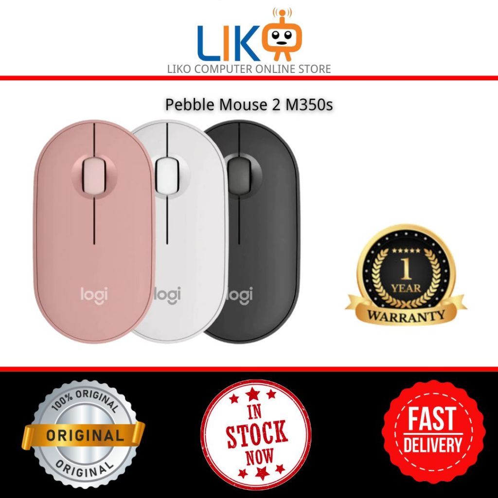 LIKO LOGITECH PEBBLE MOUSE 2 M350S Slim Bluetooth Wireless Mouse ...