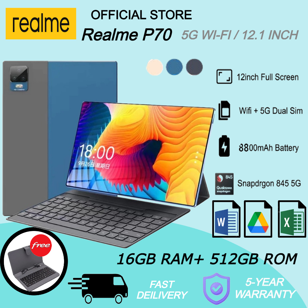 Realme pad P70 PRO Tablet (16GB RAM + 512GB ROM) Snapdragon865 15000mAh ...