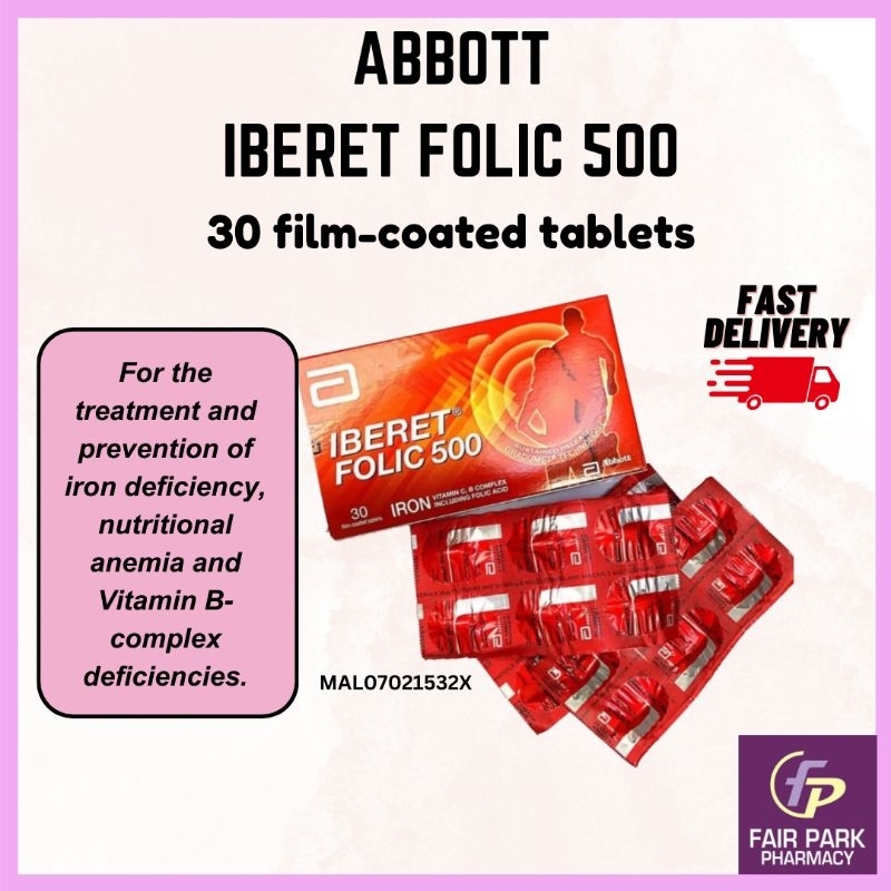 FPpharmacy IBERET FOLIC ACID 500 30's. Expiry date: 05/2025 | Shopee ...