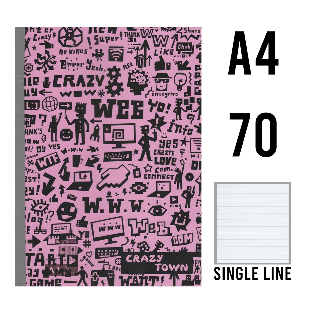 MASTERPRINT | EXERCISE BOOK | HANDWRITING - CRAZY TOWN WRITE PAD ( A4 ...