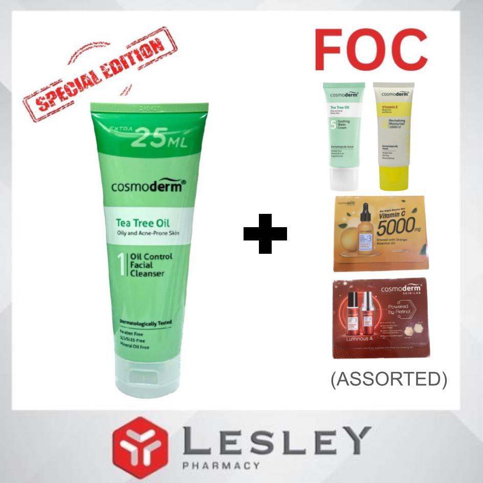 Cosmoderm Tea Tree Oil Facial Cleanser 150mL (EXTRA 25ml) + FOC 1pcs ...