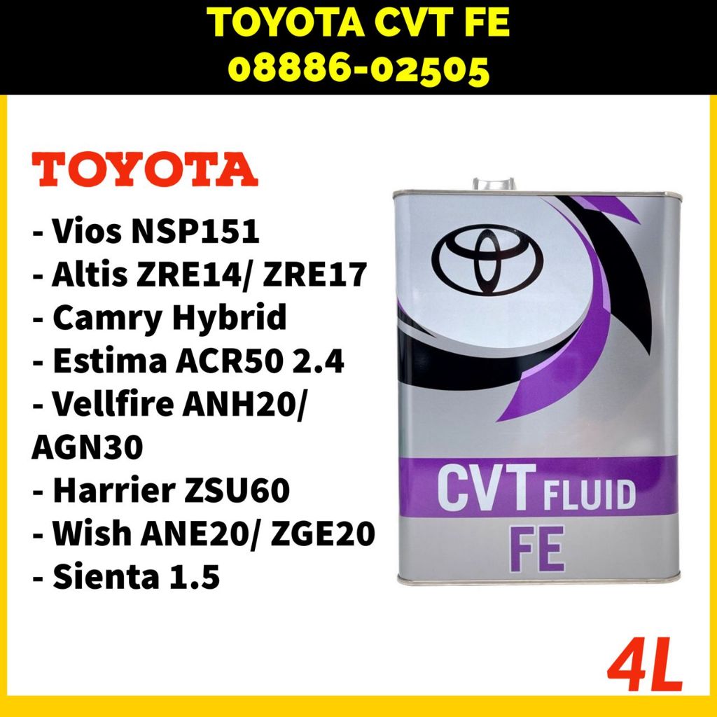 【100% ORIGINAL】MINYAK TRANSMISI AUTOMATIK CVT TOYOTA CVT FE (4L) (08886 ...