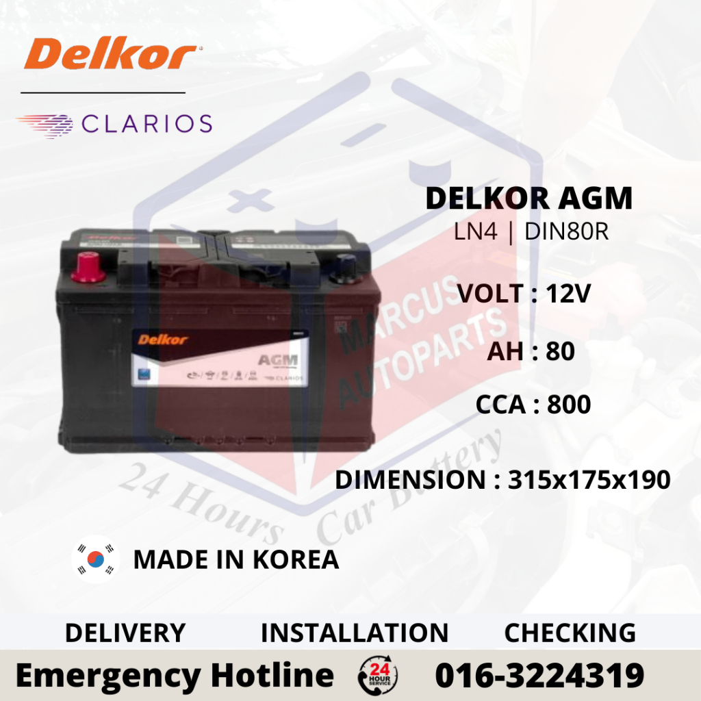 DELKOR AGM DIN80R CAR BATTERY | HYUNDAI STARIA | Shopee Malaysia