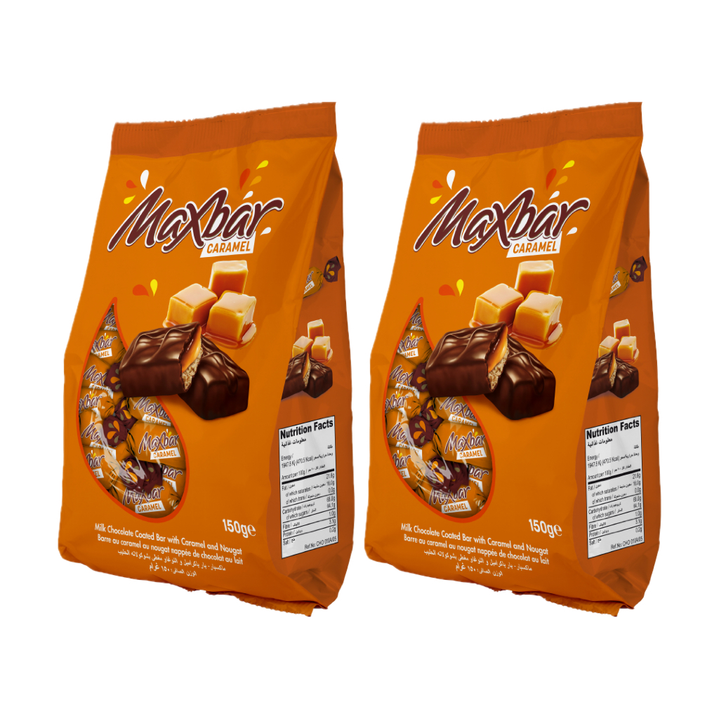 Maxbar Mini Bar Caramel Chocolate (142g) - (Pack of 2) (Bar Coklat Mini ...