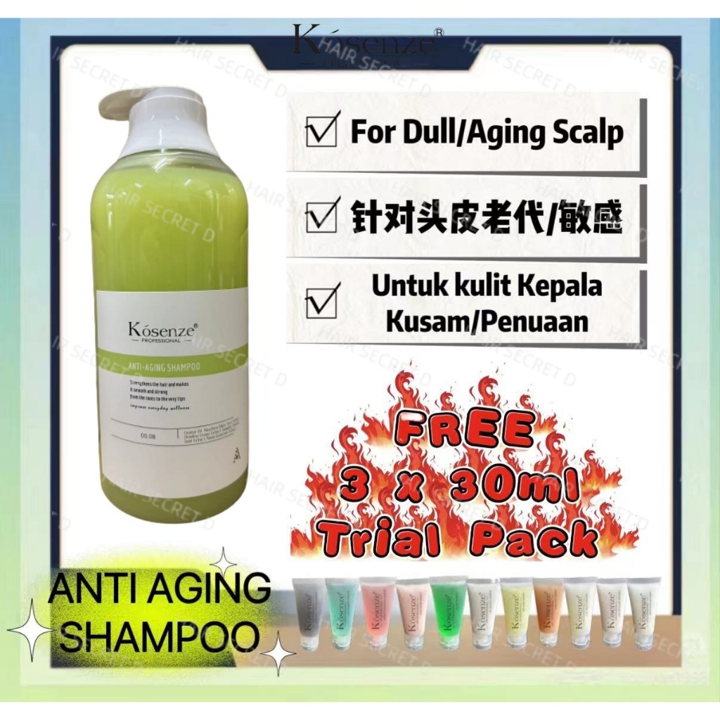 KOSENZE ANTI AGINGSHAMPOO 1000ML FREE "3pcs" 30ML TRIAL PACK(10 types ...