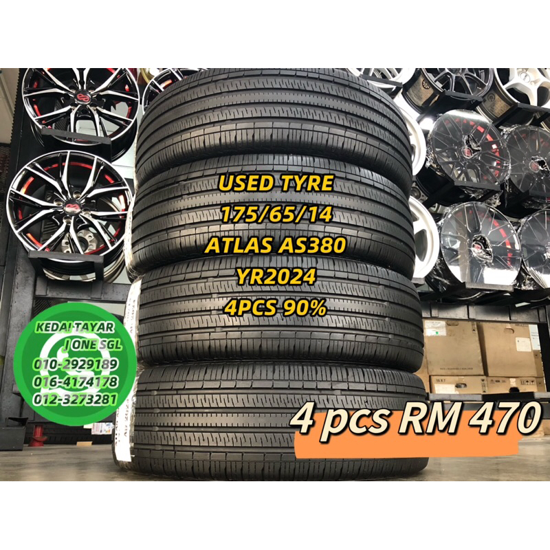 USED TYRE 175/65/14 ATLAS AS380 4PCS 90% AXIA BEZZA MYVI SAGA FLX BLM VVT IRIZ VIOS YARIS ...