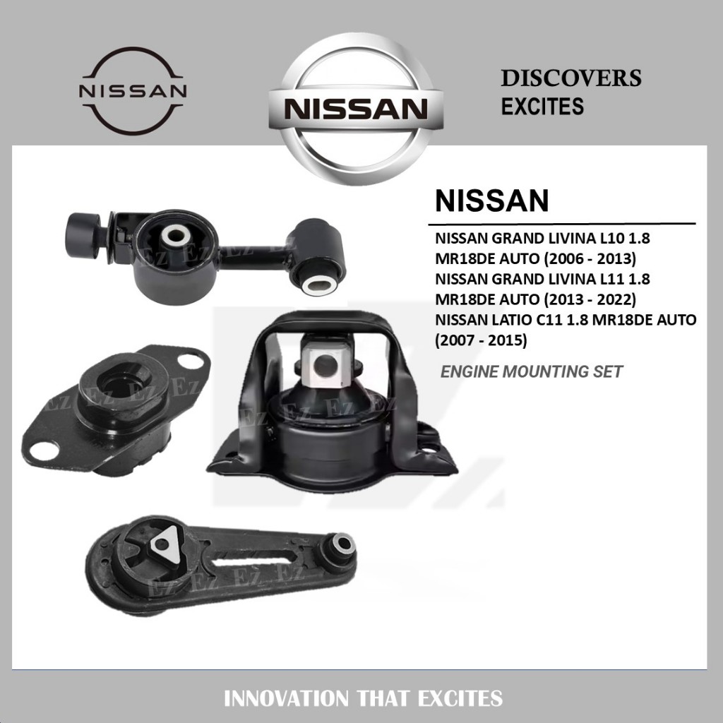 [4 IN 1] - ENGINE MOUNTING SET FOR NISSAN GRAND LIVINA L10 L11 1.8 ...