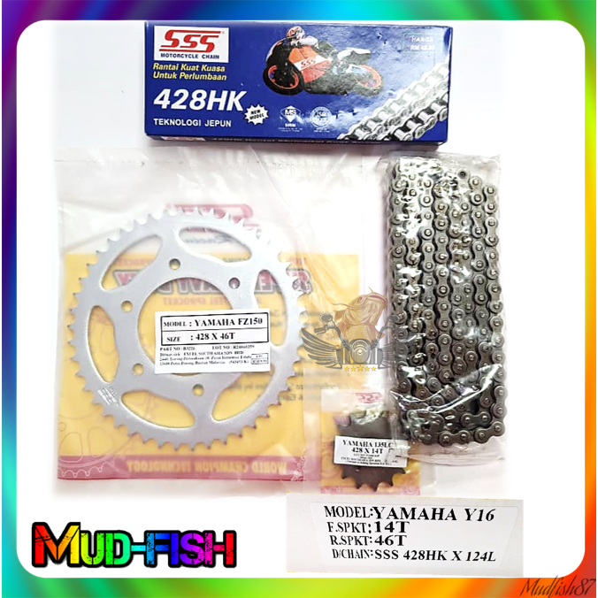 SET GEGANCU RANTAI YAMAHA Y16 Y16ZR SSS SPROCKET + HEAVY DUTY BLACK ...