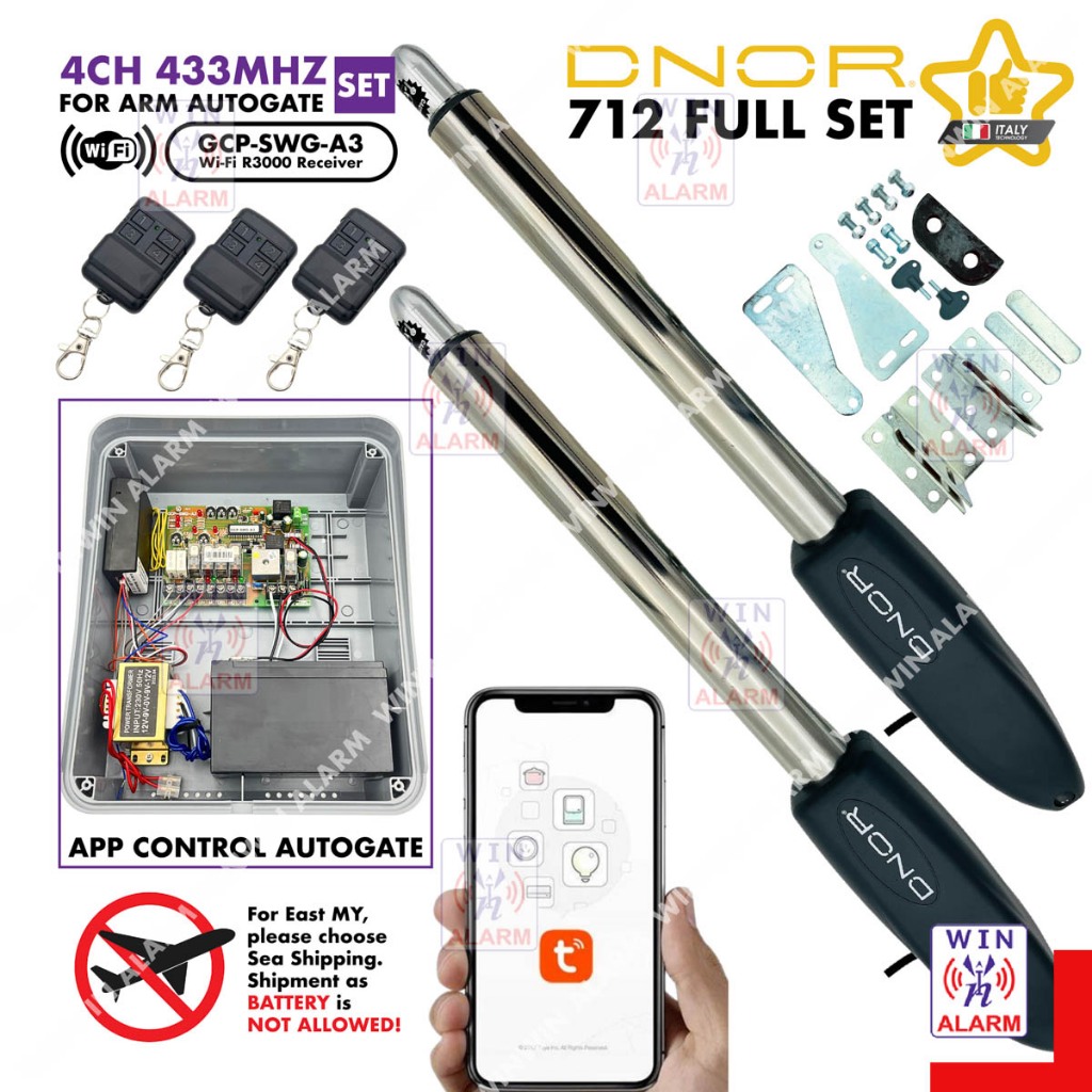 WIFI DNOR 712 ( 4CH 433MHZ A3 ) ( FULL SET ) Swing folding arm autogate ...