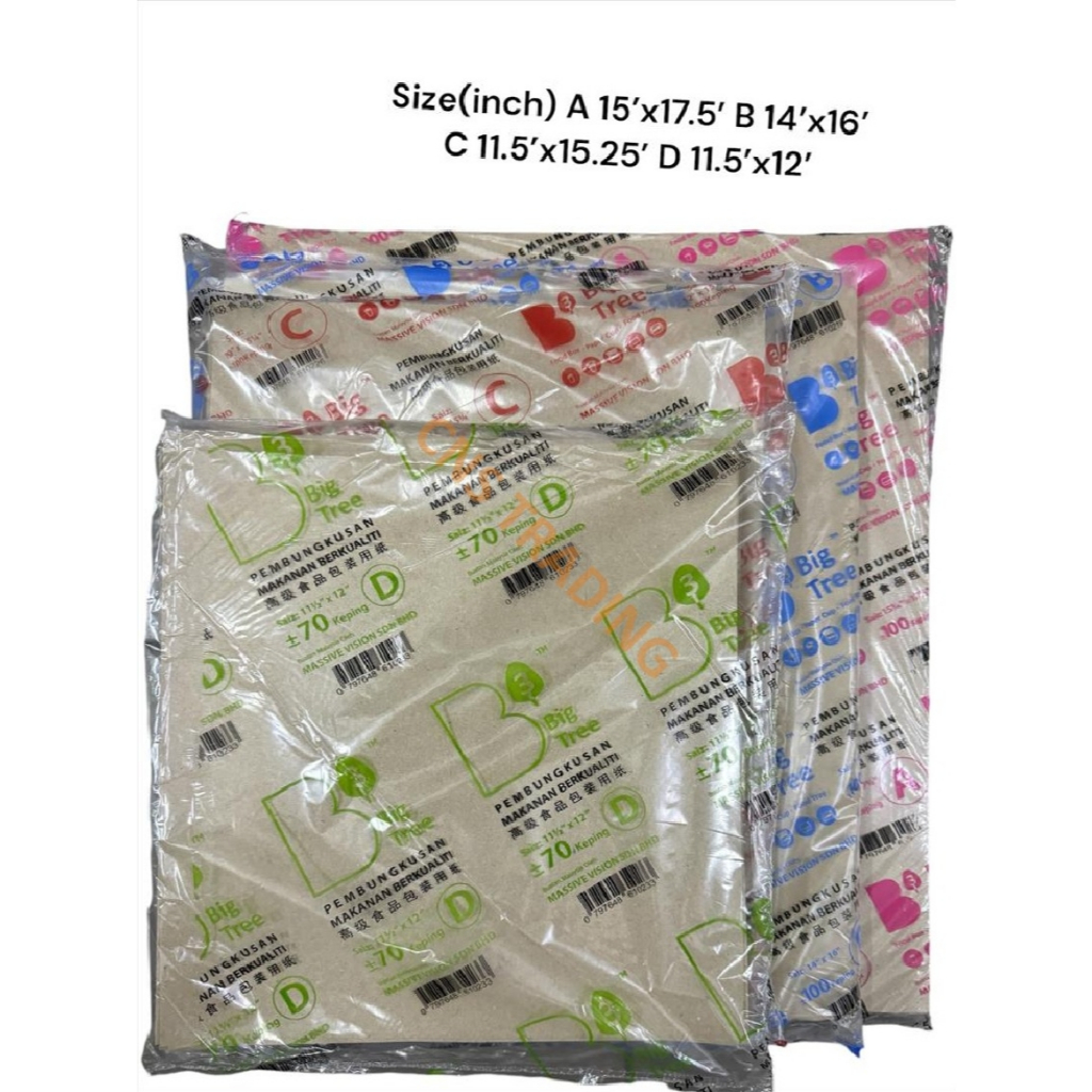 BIG TREE Pembungkusan Makanan Berkualiti/Food Wrapping Paper/Kertas ...