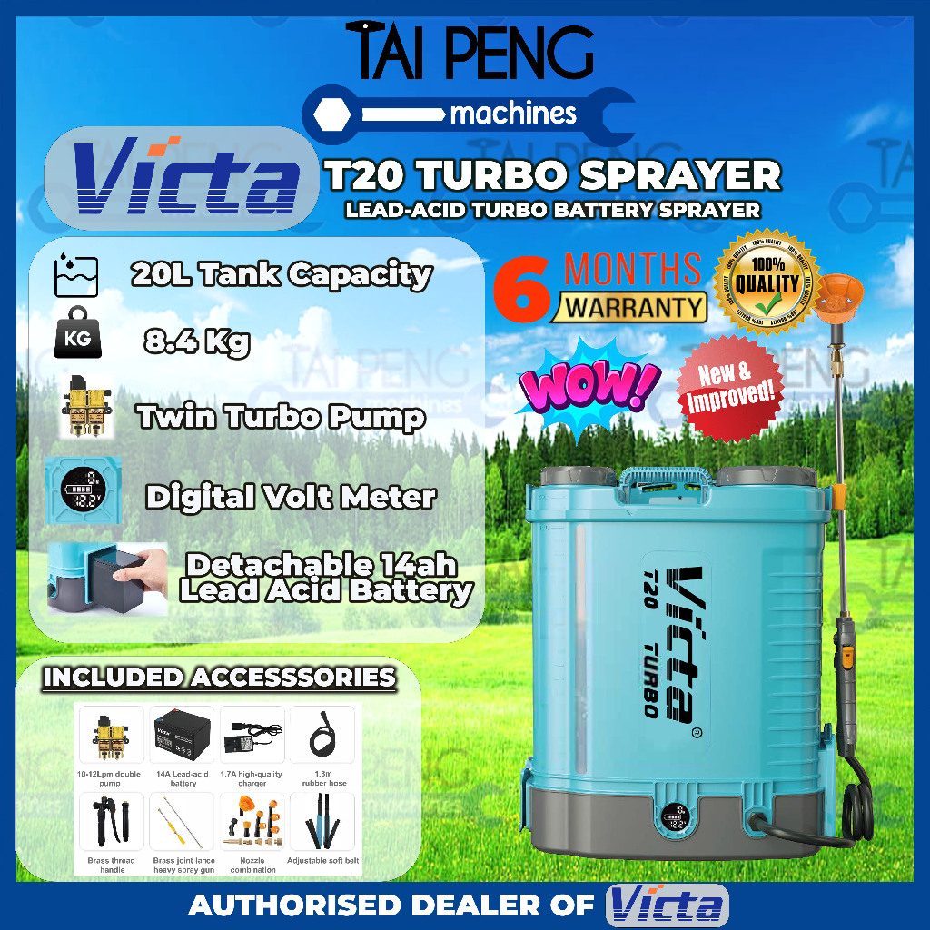 🔥Promo🔥 (TWIN PUMP) Victa Twin Pump T20 Turbo Battery Sprayer 20L Battery Knapsack Sprayer Pump ...