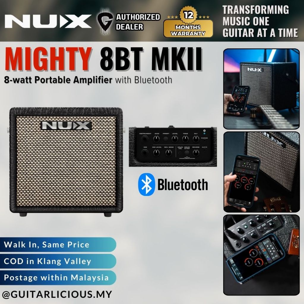 Nux Mighty 8bt Mkii 8 Watt Portable Electric Guitar Amplifier With