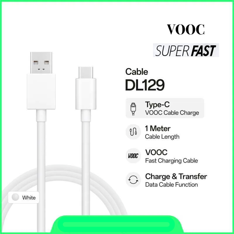 [1Year Warranty] 6A/60W VOOC Cable Super Fast Charging Type C Cable ...
