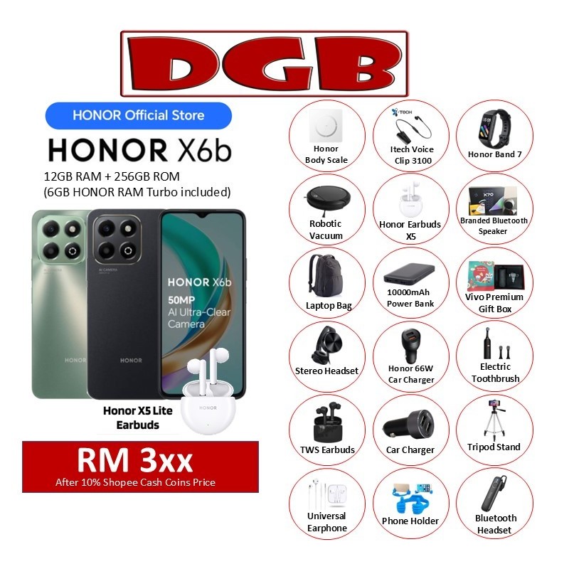 Honor X6b | 6GB+6GB Extended Ram+256GB Rom | Triple 50MP Camera |10% ...