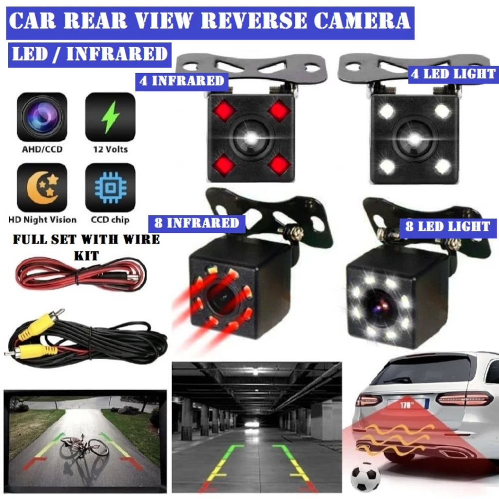 Car Reverse Camera 170 Wide Angle 4/8 Led Infrared Night View Vision ...