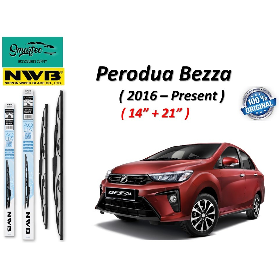 NWB Aqua Graphite Wiper Blade For Perodua Bezza Year 2016 - Present ( 14" + 21" ) | Shopee Malaysia