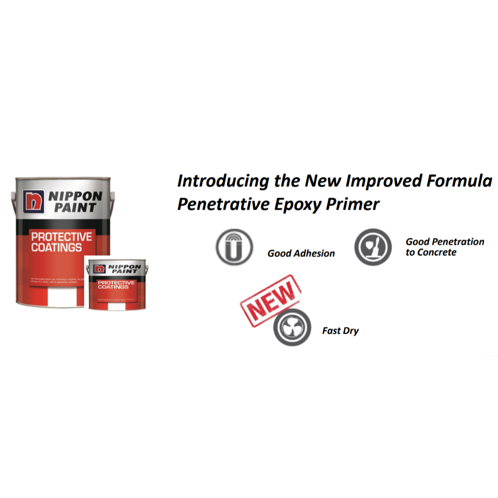 5L NIPPON PENETRATIVE EPOXY PRIMER, 2 PAK EPOXY PRIMER FOR ALL TYPE OF WALL, FLOOR & CONCRETE ...