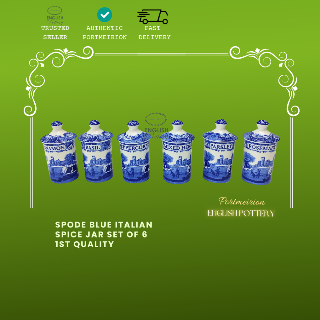 Spode Blue Italian Spice Jar Set of 6 1st Quality (CHN) | Shopee Malaysia