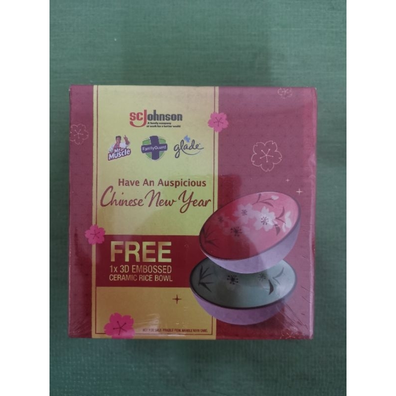 SC Johnson CNY 3D Embossed Ceramic Rice Bowl [Red] | Shopee Malaysia