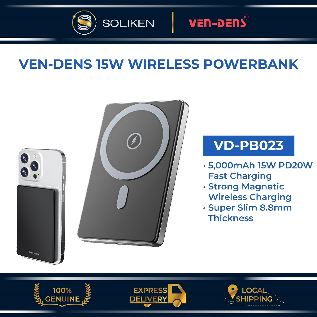VEN-DENS VD-PB023 Powerbank 5000mAh 15W Magnetic Wireless Ultra Thin ...
