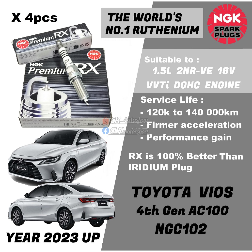 NGK Premium RX Spark Plug - Toyota Vios Ativ Yaris NGC102 4th Gen AC100 ...